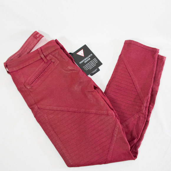 Guess | Jeans | New Dark Red Guess Biker Skinny Jeans | Poshmark